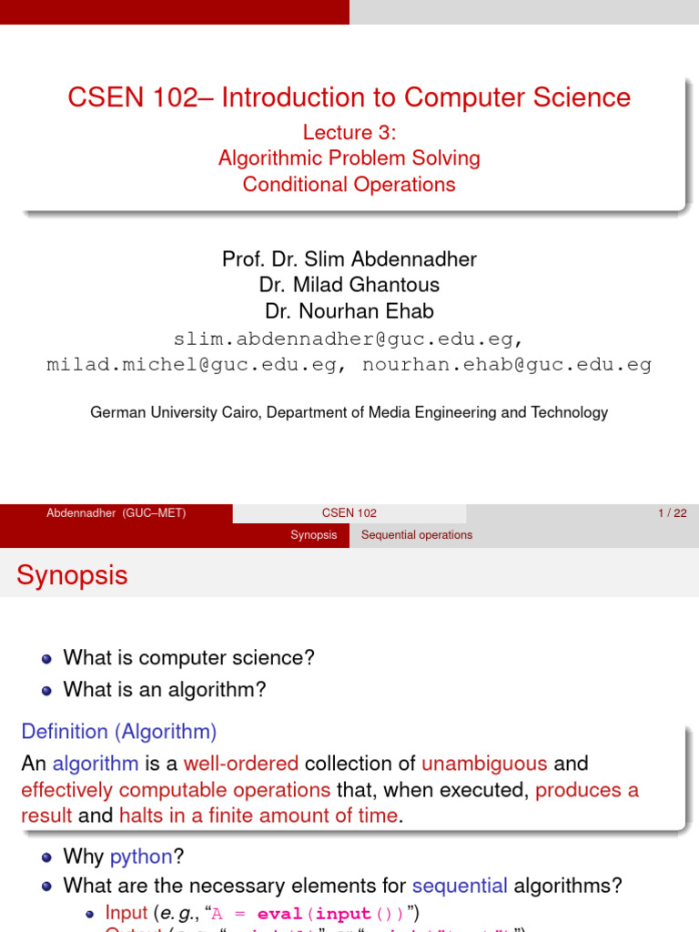 Lecture 3 Slides | PDF | Algorithms | Computer Science