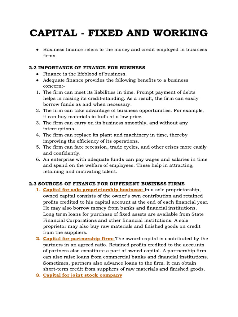 Capital - Fixed and Working | PDF | Capital Structure | Equity (Finance)