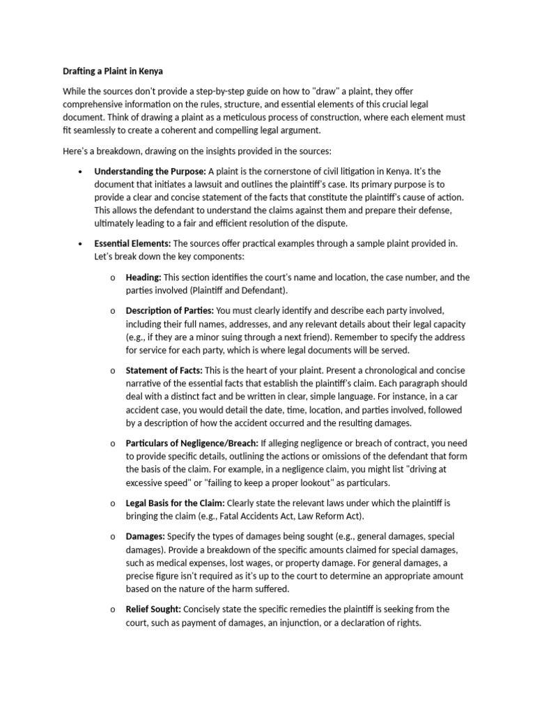 Drafting A Plaint in Kenya | PDF | Damages | Lawsuit