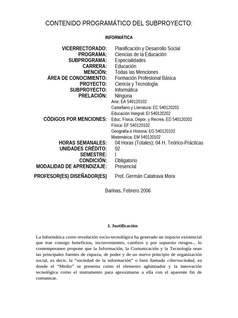 Contenido Programatico Informtica | PDF | Red mundial | Internet y web