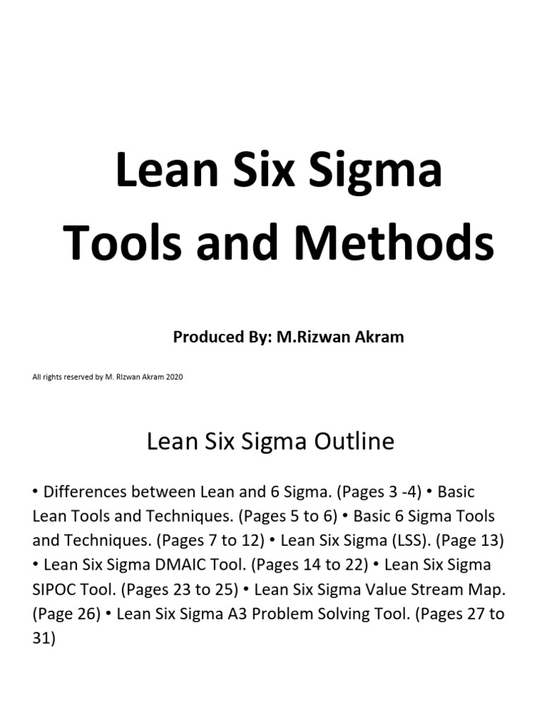 Lean Six Sigma Tools and Methods | PDF | Six Sigma | Lean Manufacturing