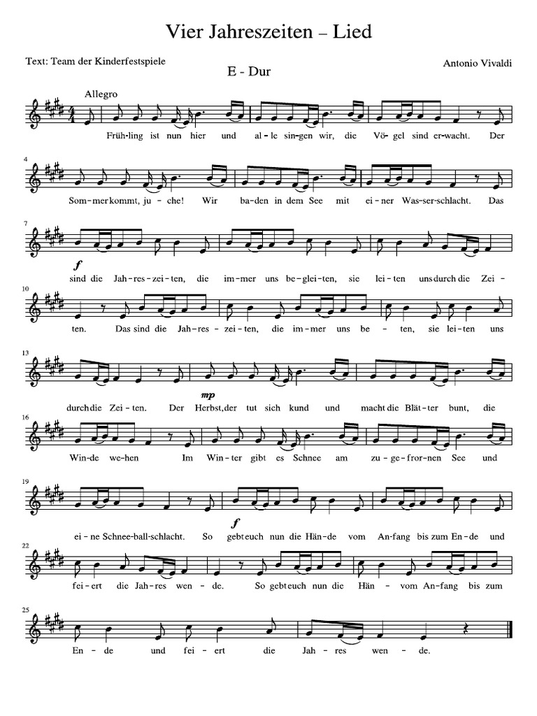 Vier Jahreszeiten Lied | PDF