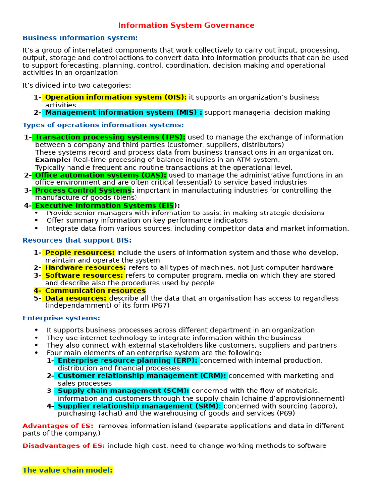 Information-System-Governance | PDF | Databases | Enterprise Resource ...