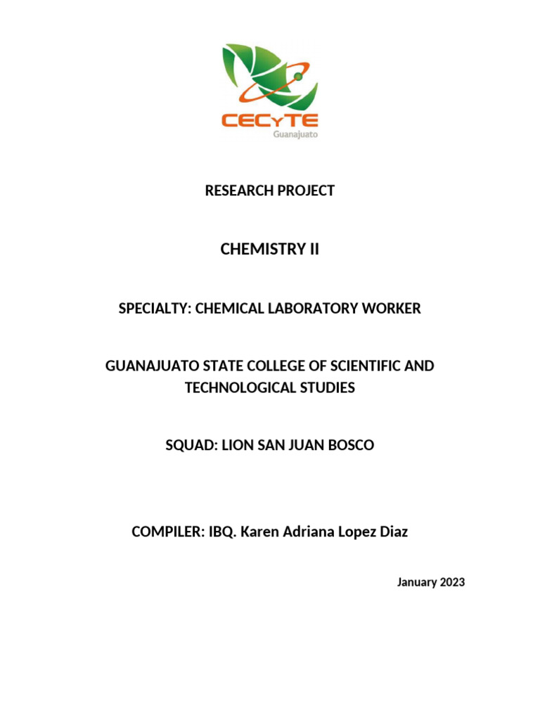 Research Project Chemistry 2 | PDF
