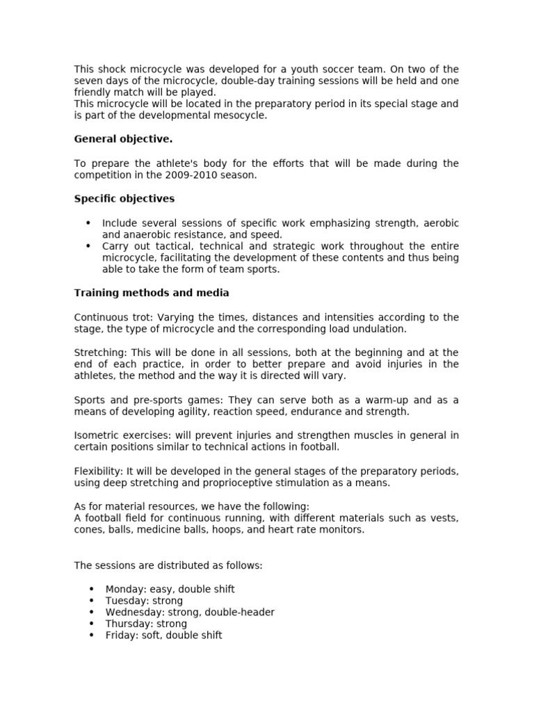 1 Shock Microcycle PF Soccer | PDF | Physical Fitness | Physical Exercise