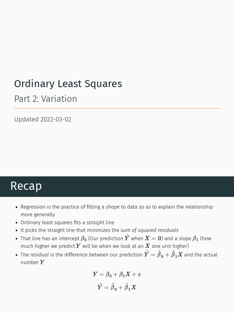 Ordinary Least Squares-2 | PDF | Errors And Residuals | Ordinary Least Squares
