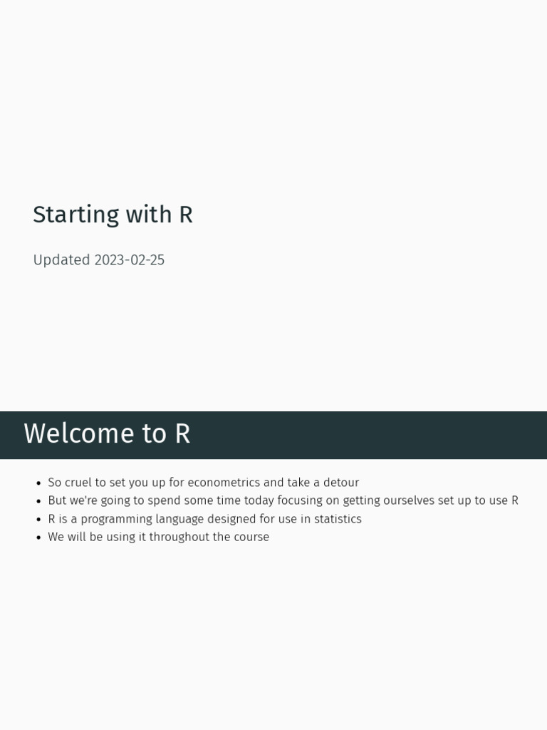 Starting With R | PDF | Software Engineering | Computer Programming