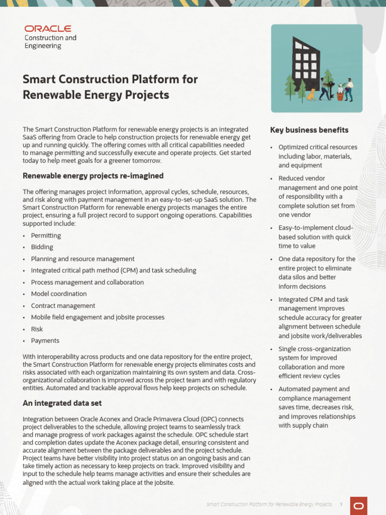 Smart Construction Platform For Renewable Energy Projects Ds Pdf Oracle Corporation