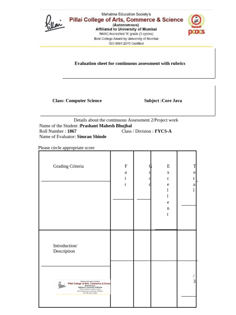Evolution Sheet Java 1867 | PDF