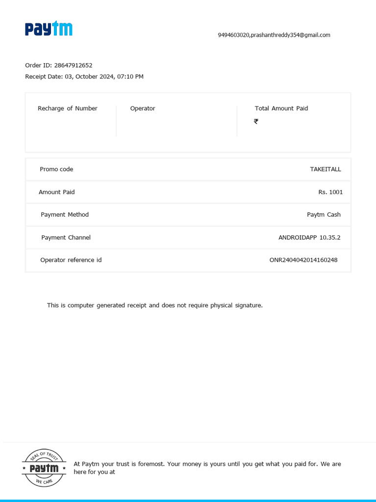 October - 2024 Invoice | PDF