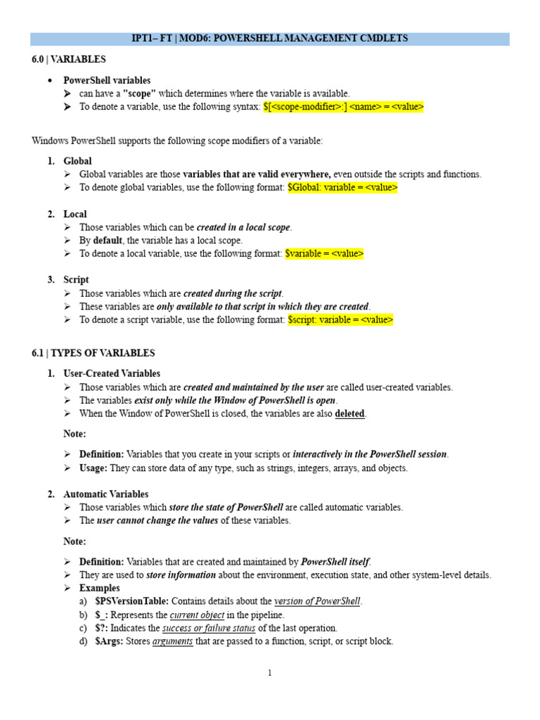 Ipt1 Mod6 Ft | PDF | Variable (Computer Science) | Scope (Computer Science)