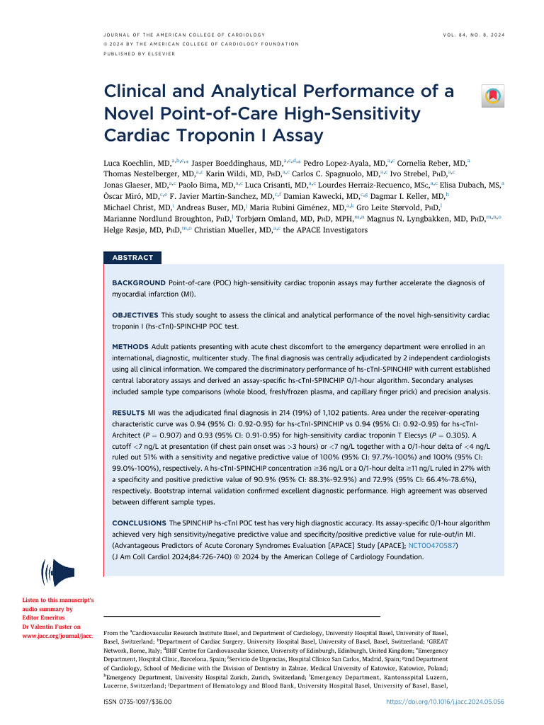 Clinical and Analytical Performance of A Novel Po - 2024 - Journal of ...