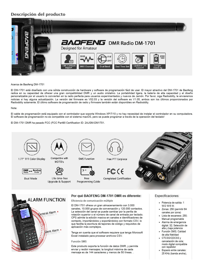 Baofeng DM-1701: Radio DMR Avanzada | PDF | Contraseña | Software