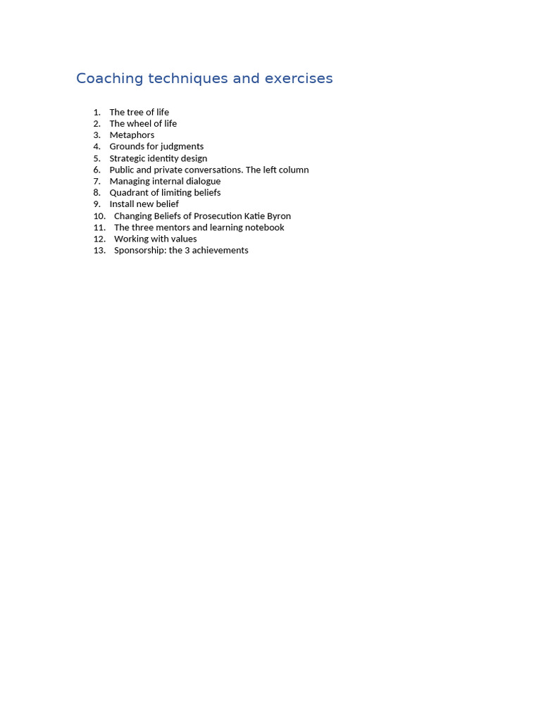 Coaching Techniques and Exercises | PDF