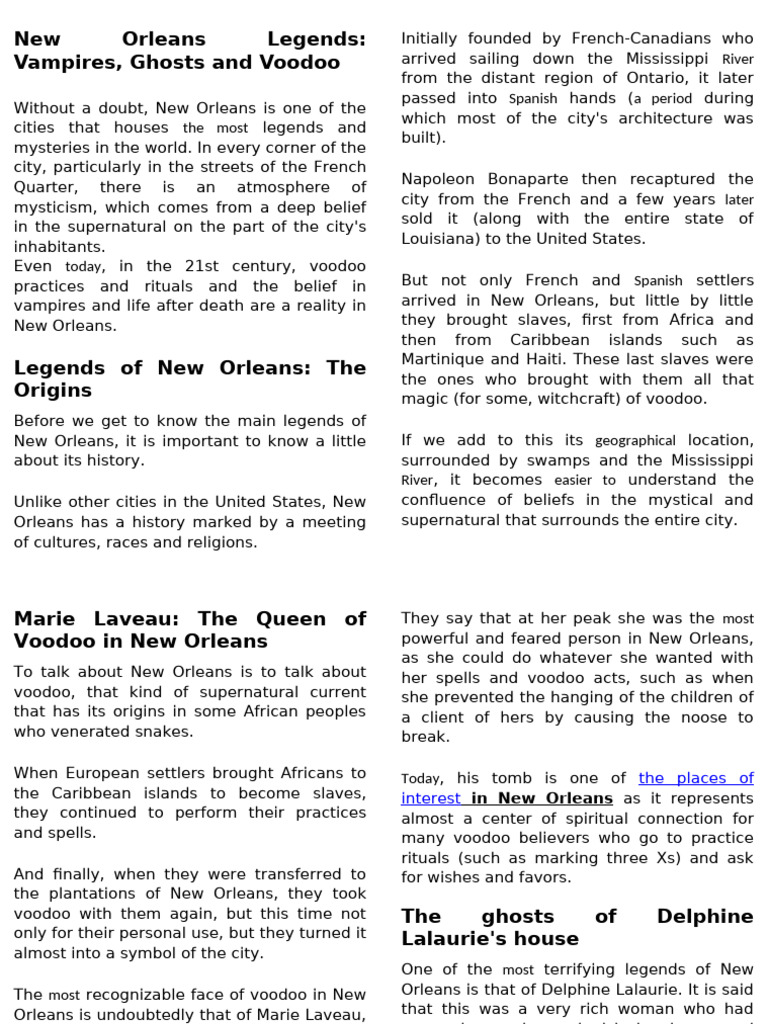Leyendas de Nueva Orleans | PDF | Louisiana Voodoo