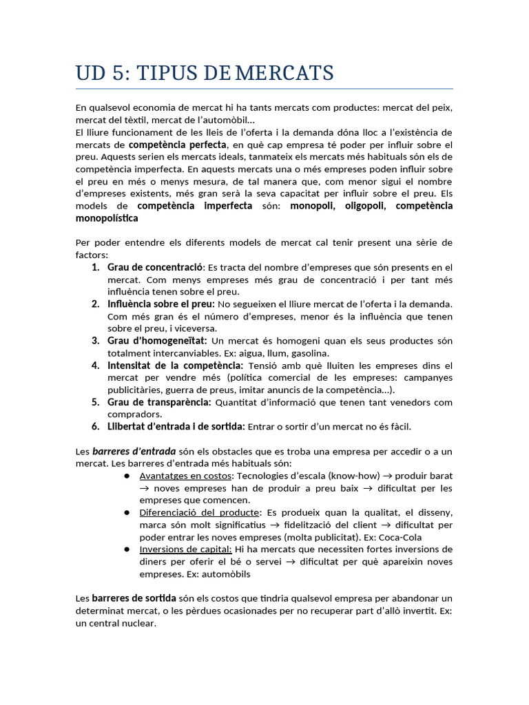 Tipus de mercat | PDF