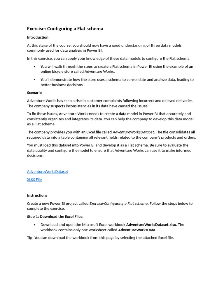 Exercise Configuring A Flat Schema | PDF | Table (Database) | Microsoft Excel