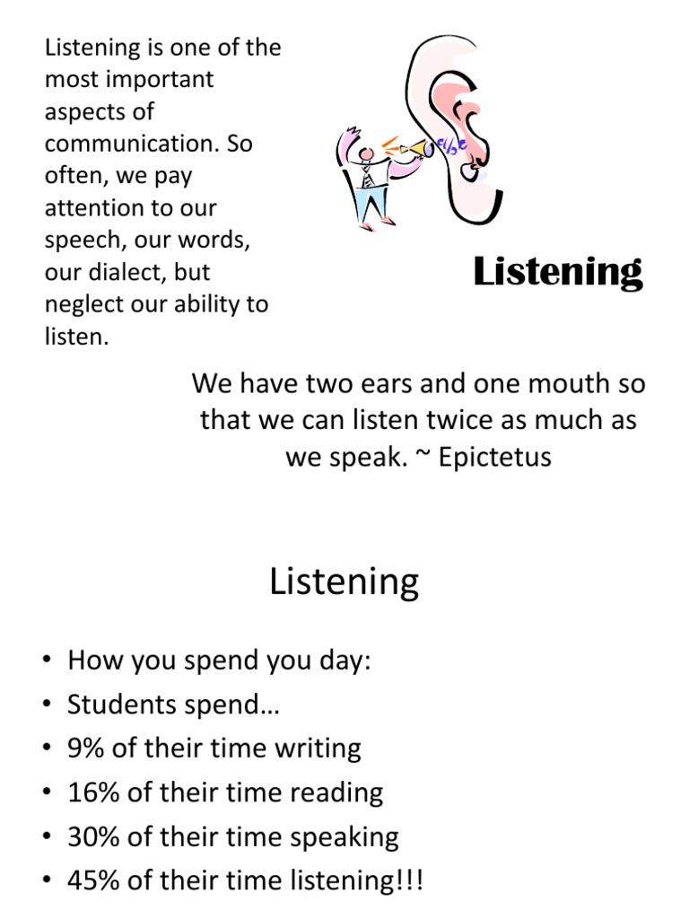 Listening: We Have Two Ears and One Mouth So That We Can Listen Twice ...
