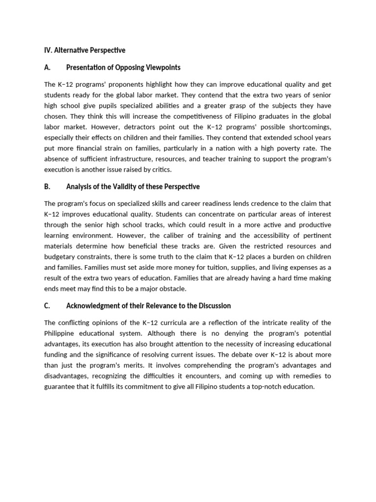 IV. Alternative Perspective | PDF