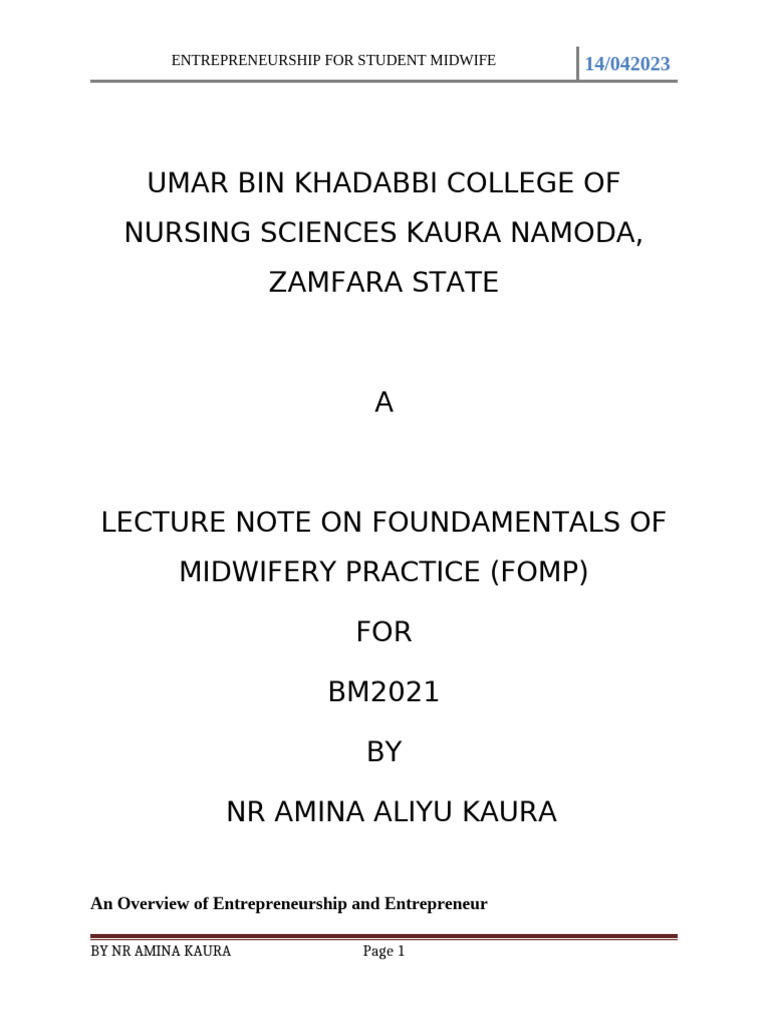 Entrepreneurship Lecture Note-1 | PDF | Entrepreneurship | Business Economics