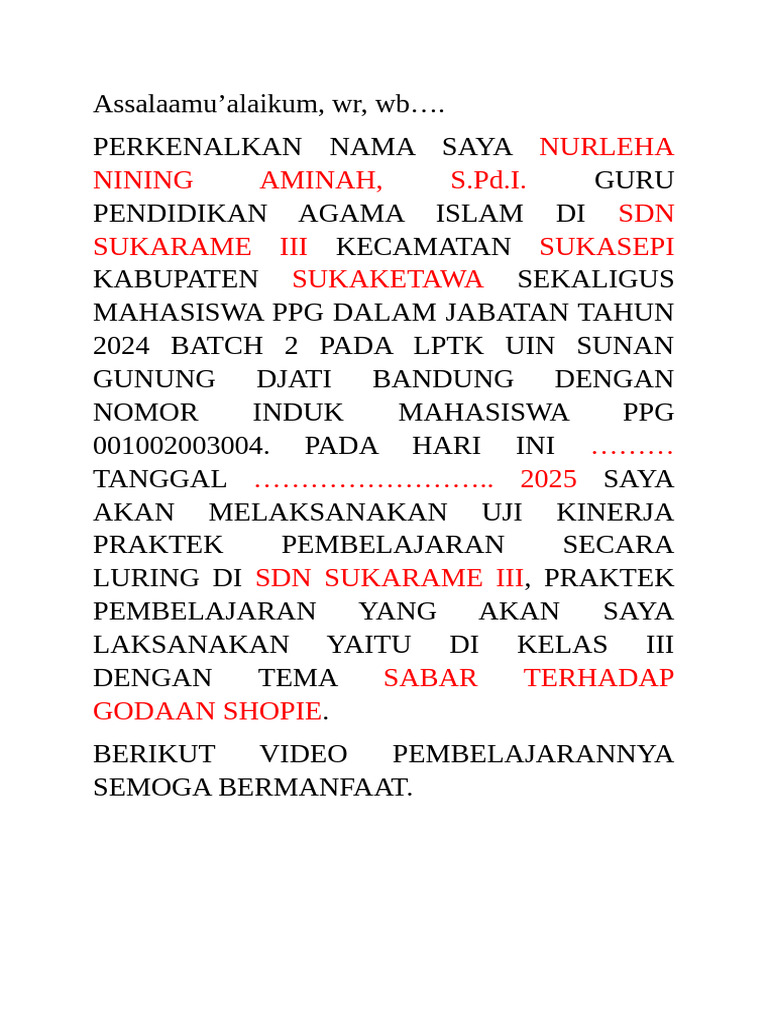 Kata-Kata Opening UKIN | PDF