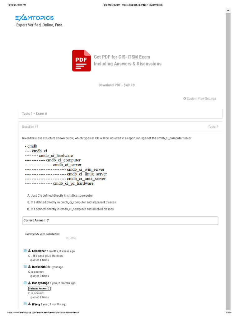 CIS ITSM Exam Free Actual Q&As, Page 1 ExamTopics Wdisc | PDF | Computing | Information Technology