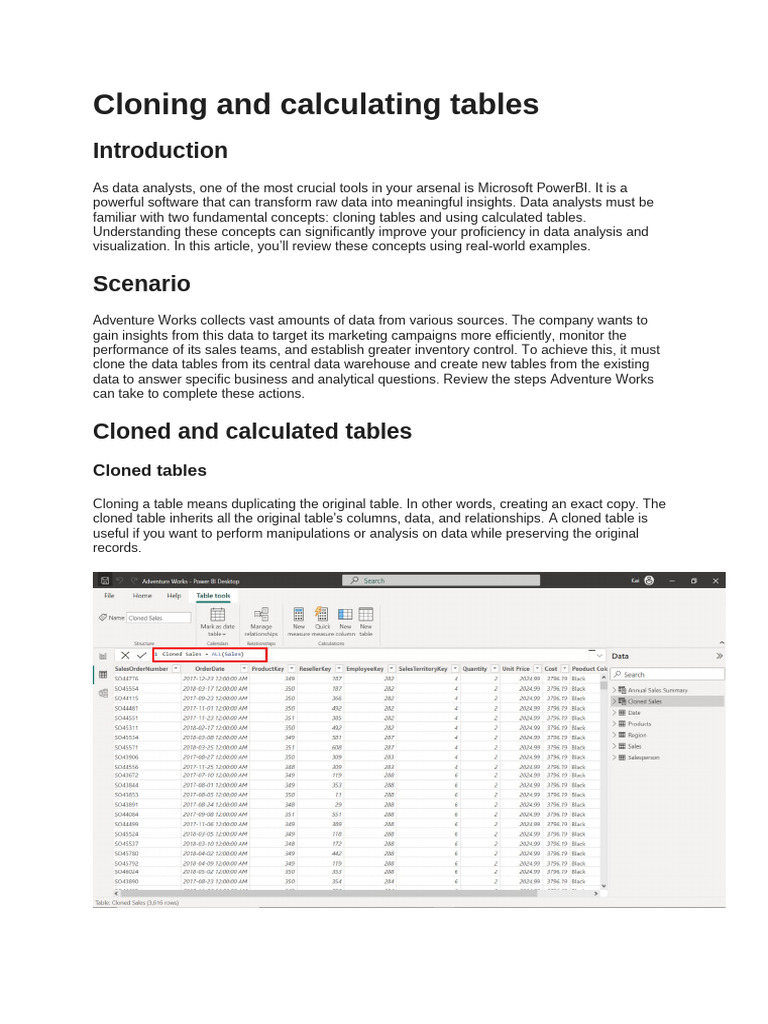 Cloning and calculating tables | PDF | Data Analysis | Market Segmentation