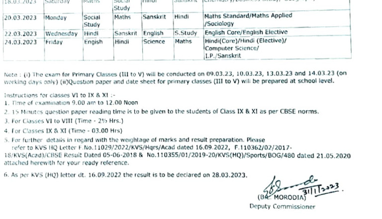Time Table Class 9 | PDF