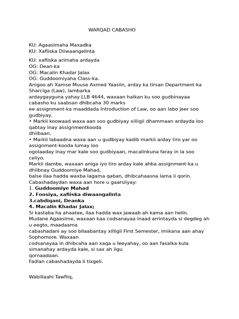 Warqad Cabasho 2 | PDF