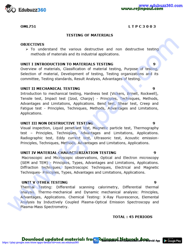 OML751 TESTING OF MATERIALS MCQ | PDF | Deformation (Engineering ...