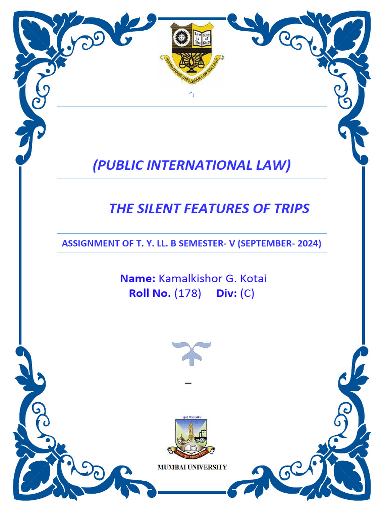 Salient Features of the TRIPS Agreement | PDF | Intellectual Property ...