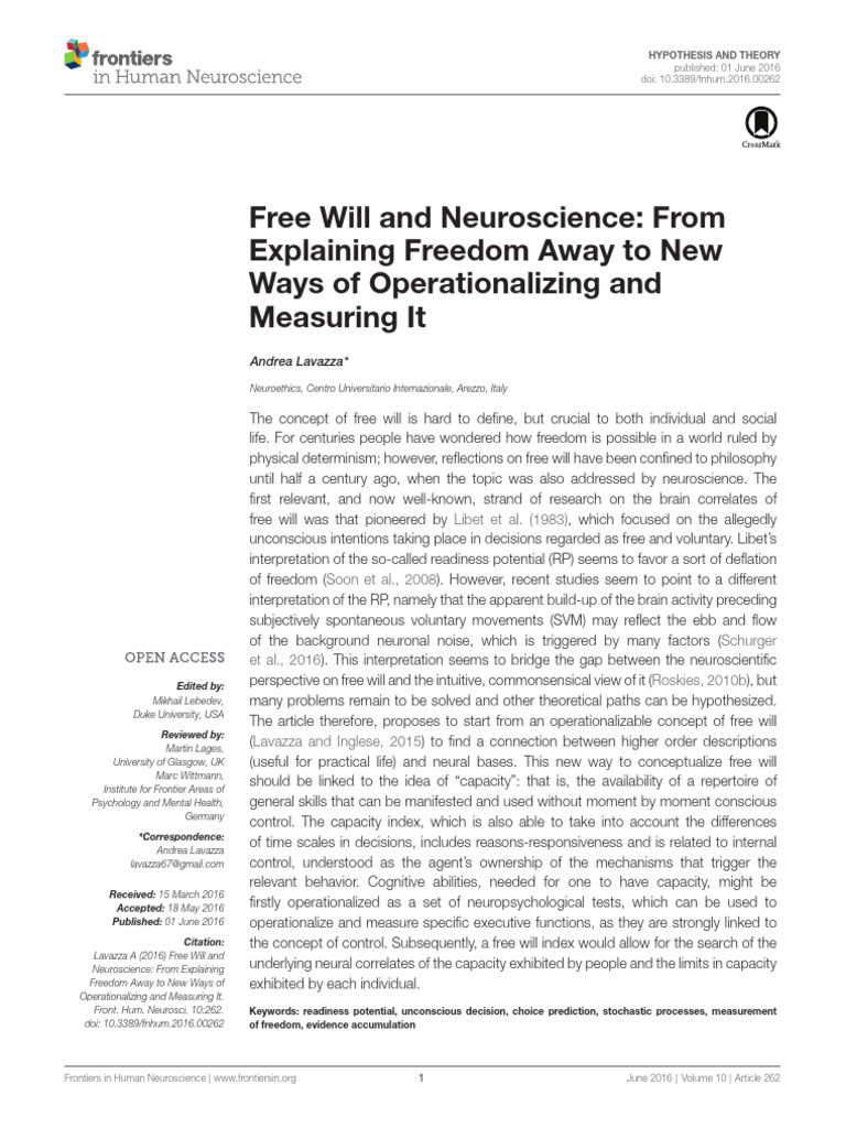 Free Will | PDF | Free Will | Consciousness