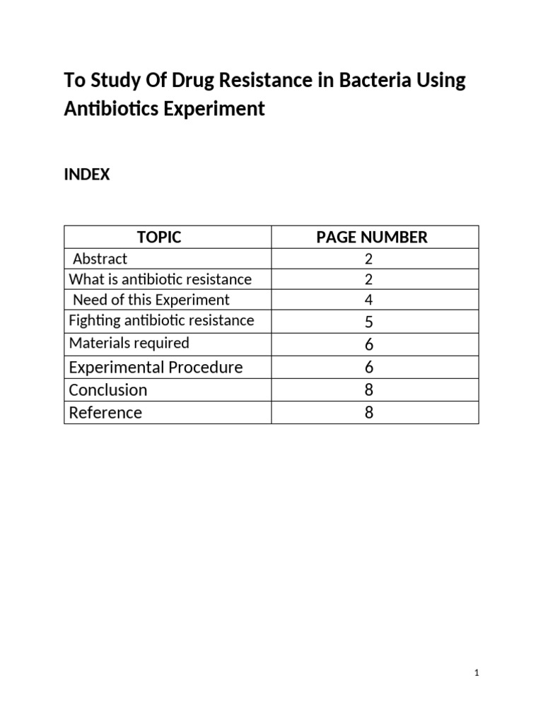 To Study of Drug Resistance in Bacteria Using Antibiotics Experiment | PDF | Antimicrobial ...