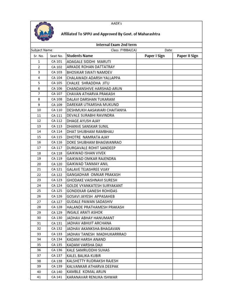 FYBCA Attendance | PDF