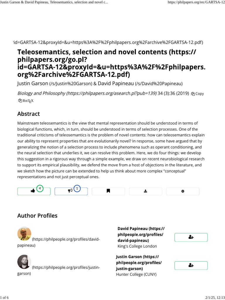 Teleosemantics and Novel Representations | PDF | Mind | Cognitive Science