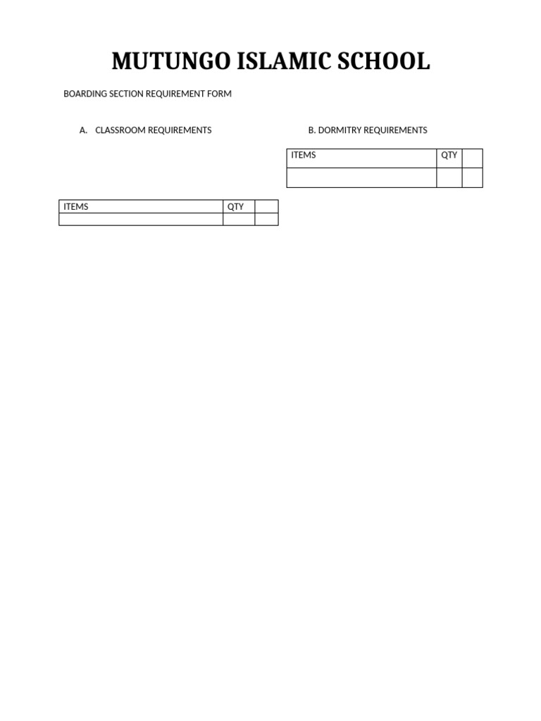 Boarding School Supply List | PDF