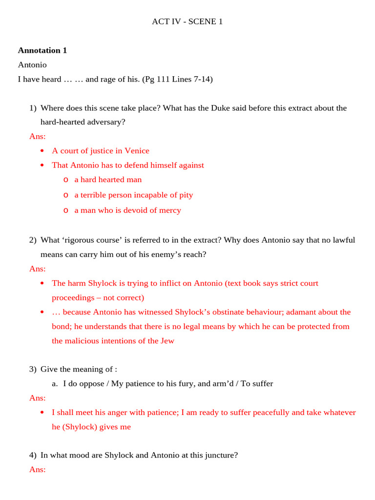 Venice Court Drama: Shylock vs. Antonio | PDF | The Merchant Of Venice ...