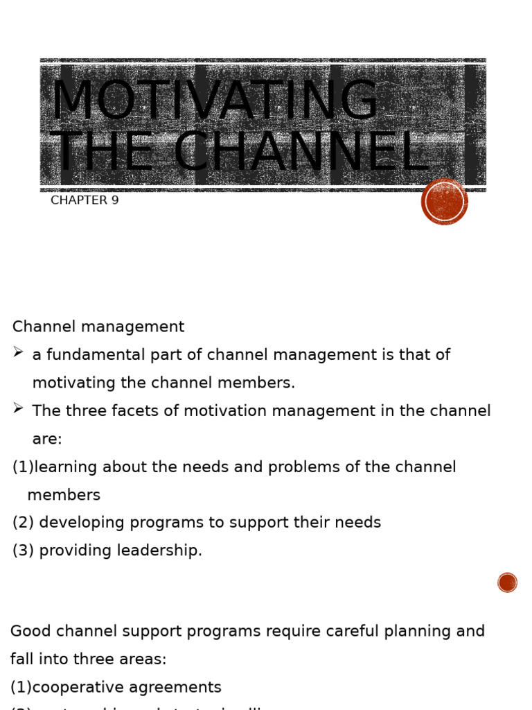 Chapter 9 Motivating The Channel | PDF | Marketing | Motivation