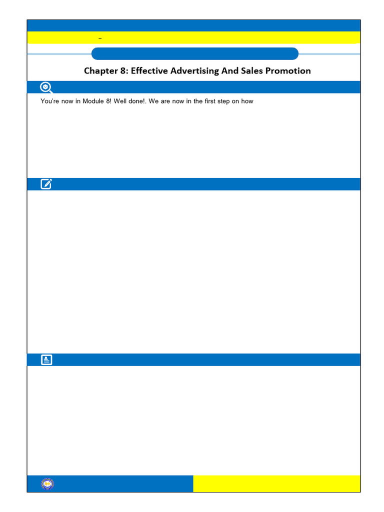 Advertising and Sales Promotion Study Guide Module 8 | PDF | Marketing ...