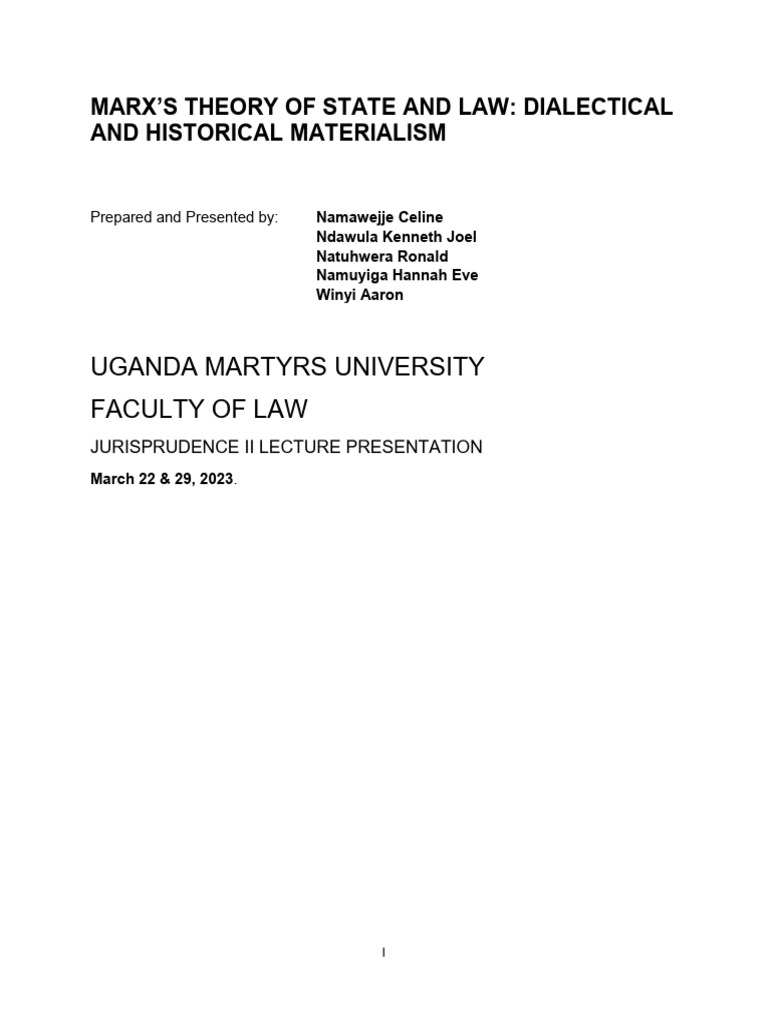 GROUP 4-Marx Theory of State and Law - Dialectical and Historical ...