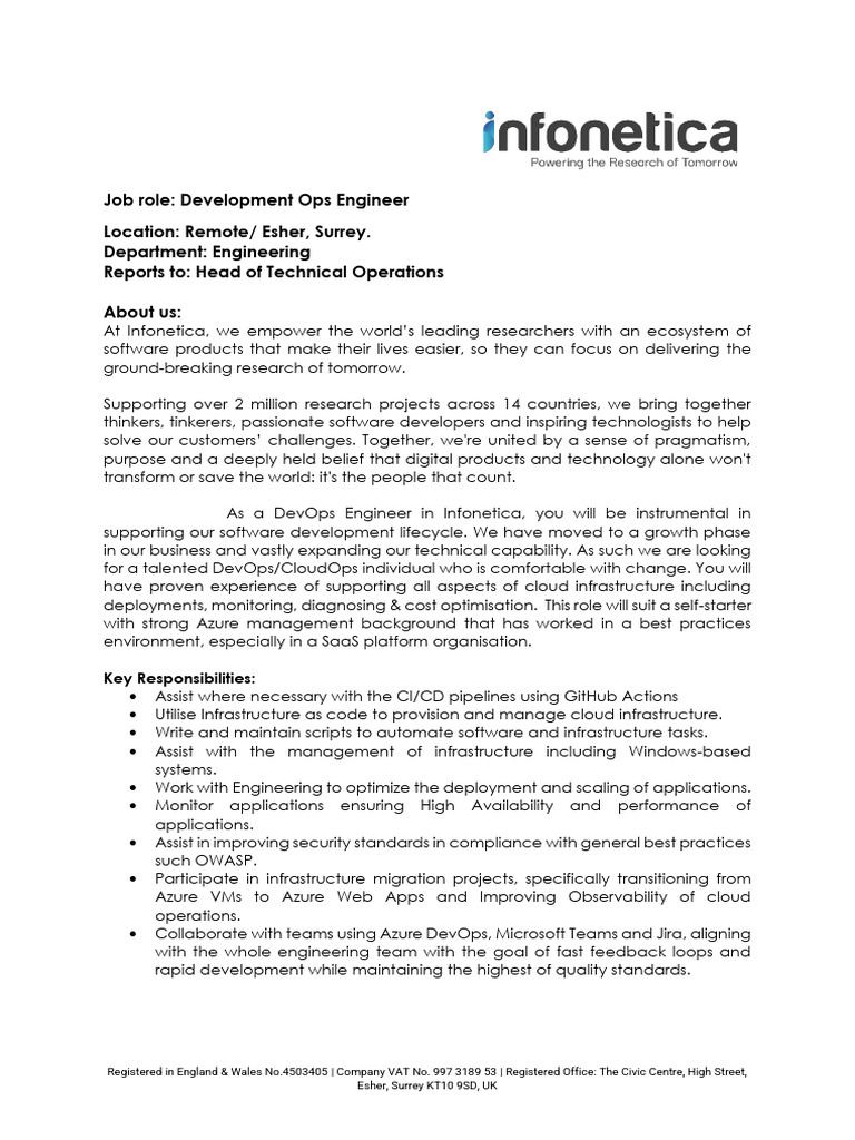 5695 Infonetica - JD Final Dev Ops Enginner 2023 | PDF | Cloud Computing | Systems Engineering