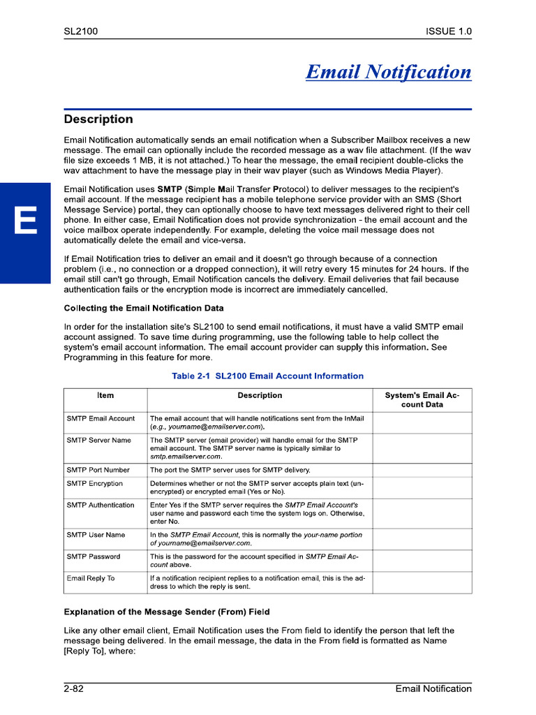 SL2100 - Email Notification | PDF