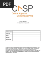 CASP Checklist for Qualitative Research | PDF | Focus Group | Methodology