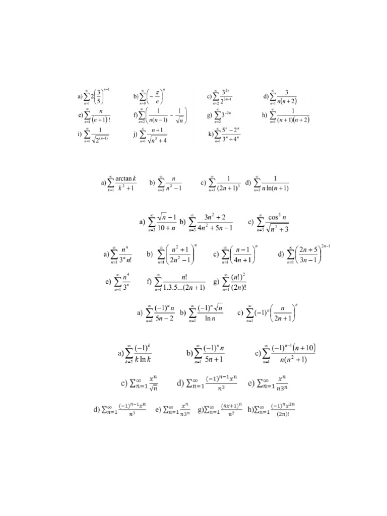 Applied Math I: Series Convergence Worksheet | PDF