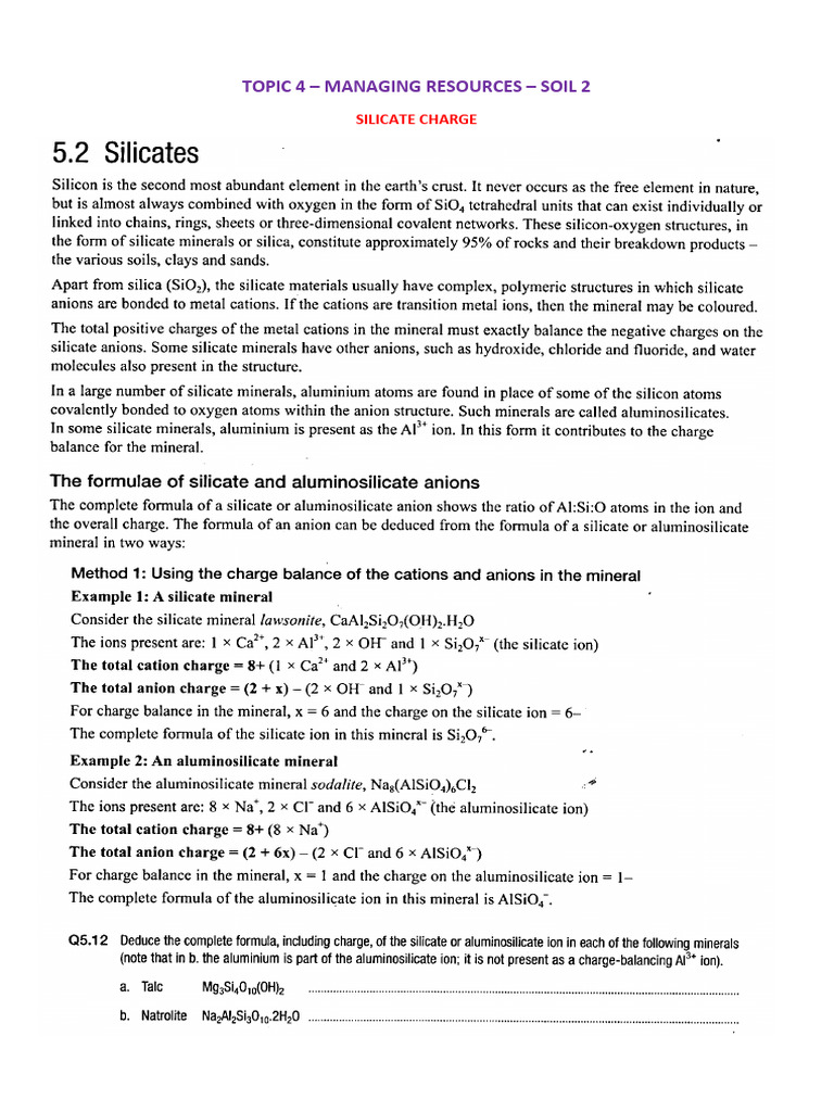 Managing Soil Resources: Silicate Charge | PDF