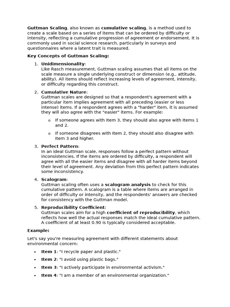 Notes - Guttman Scaling and Rasch | PDF | Applied Mathematics ...