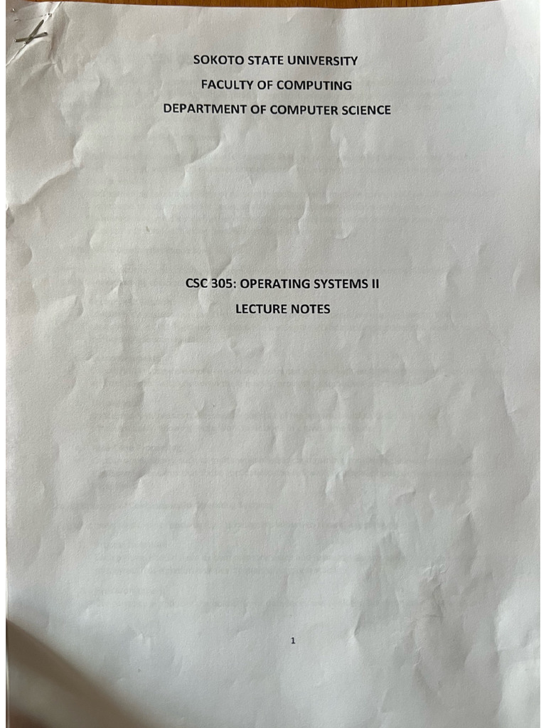 CSC305, Operating System 2 - Dingyadi | PDF