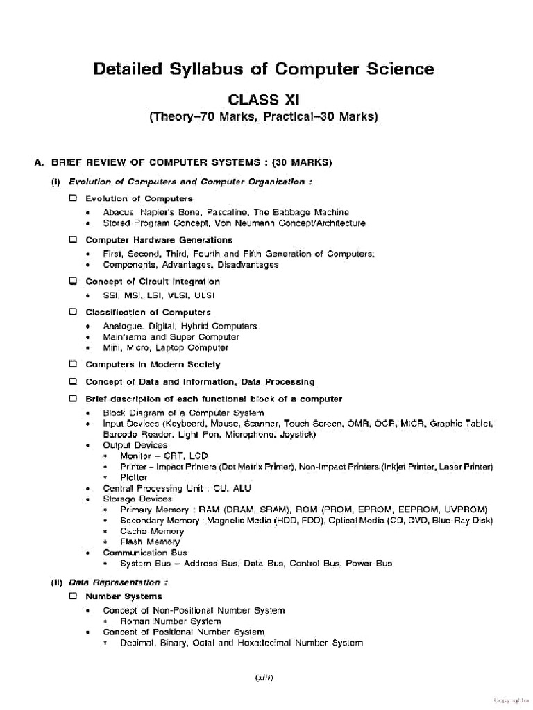 Computer Science Xi Syllabus | PDF