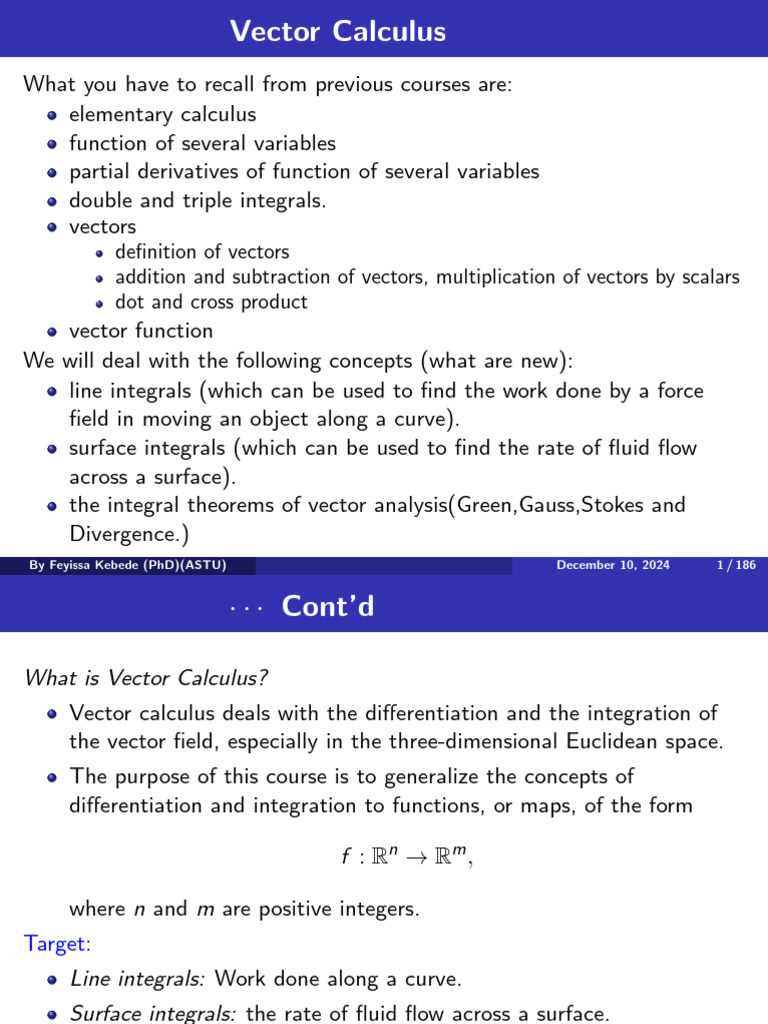 Vector Calculus - 241211 - 093852 | PDF | Integral | Vector Calculus