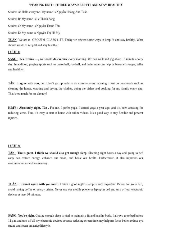 Peaking Unit 1 - Three Ways To Keep Fit and Stay Healthy | PDF ...